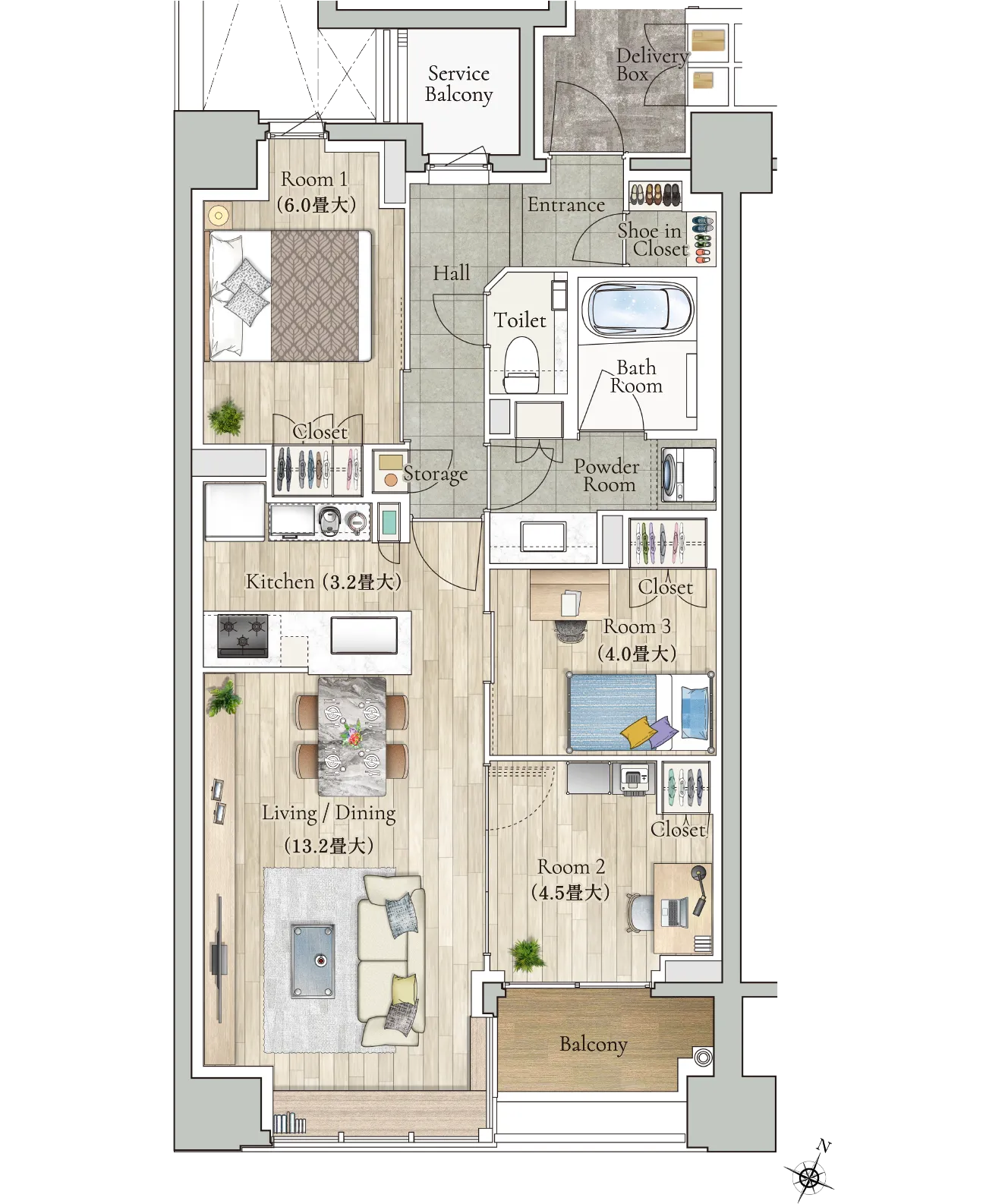 Cタイプ｜間取り｜≪公式≫ブランズ護国寺富士見坂｜文京区 新築分譲マンション｜東急不動産の住まい[BRANZ（ブランズ）]